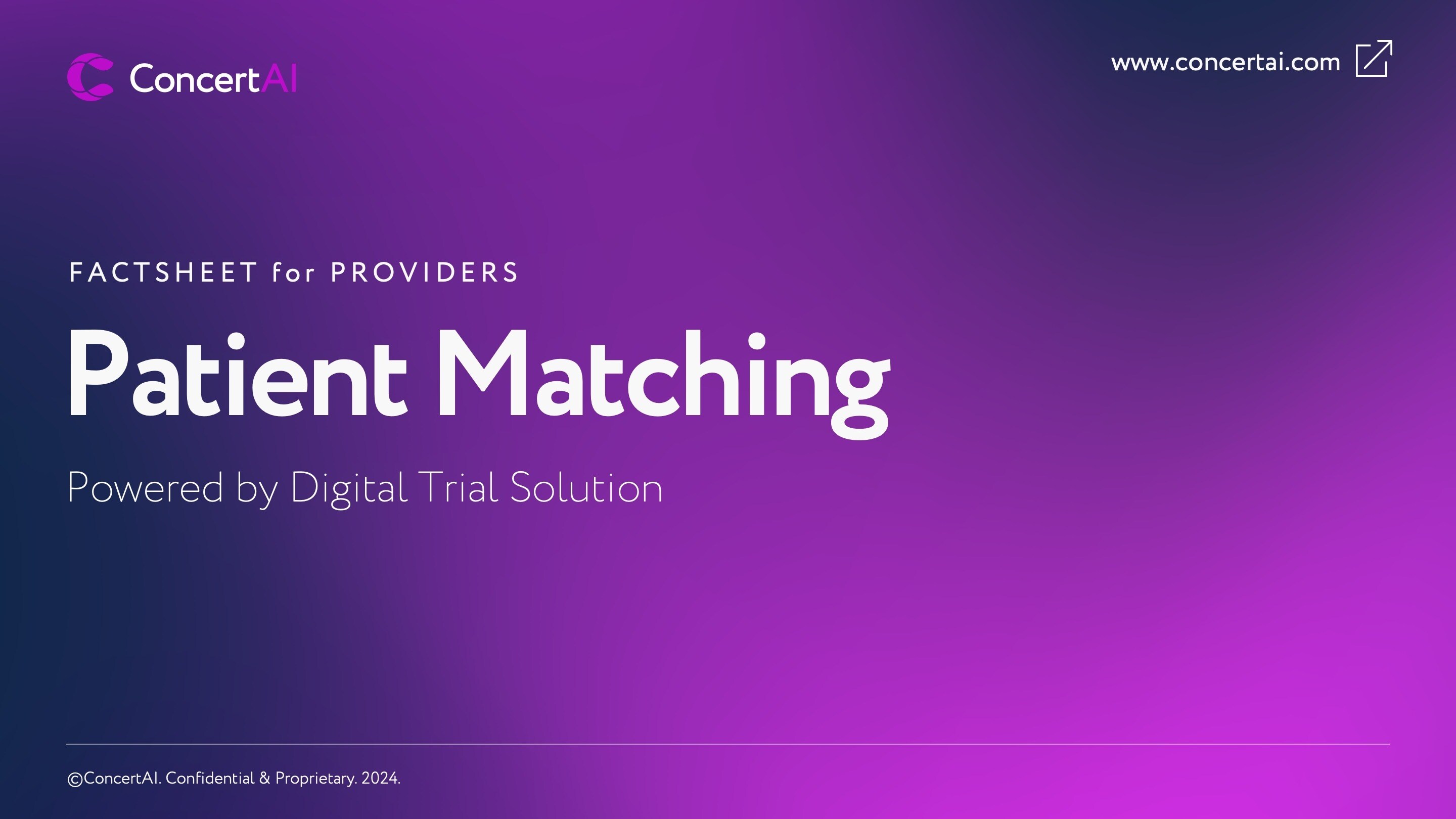 Patient Matching for Providers Factsheet | ConcertAI